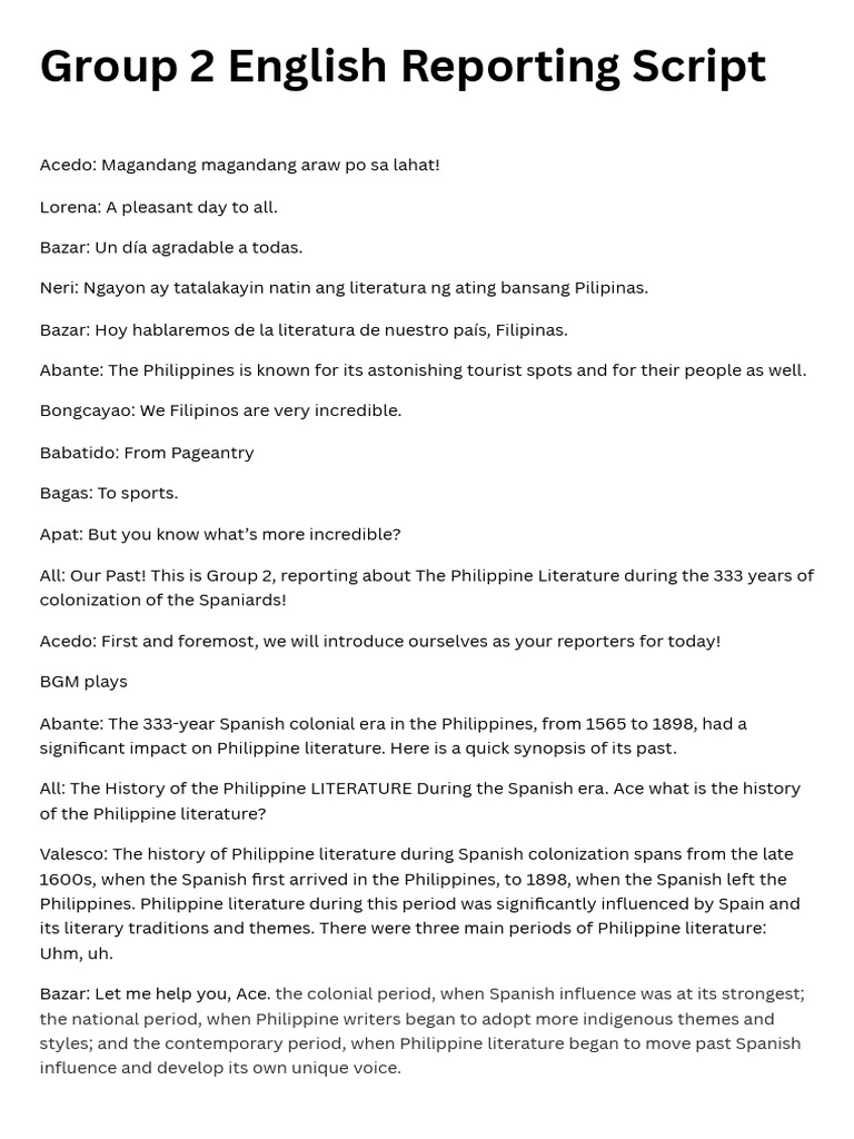 Group 2 English Reporting Script | PDF