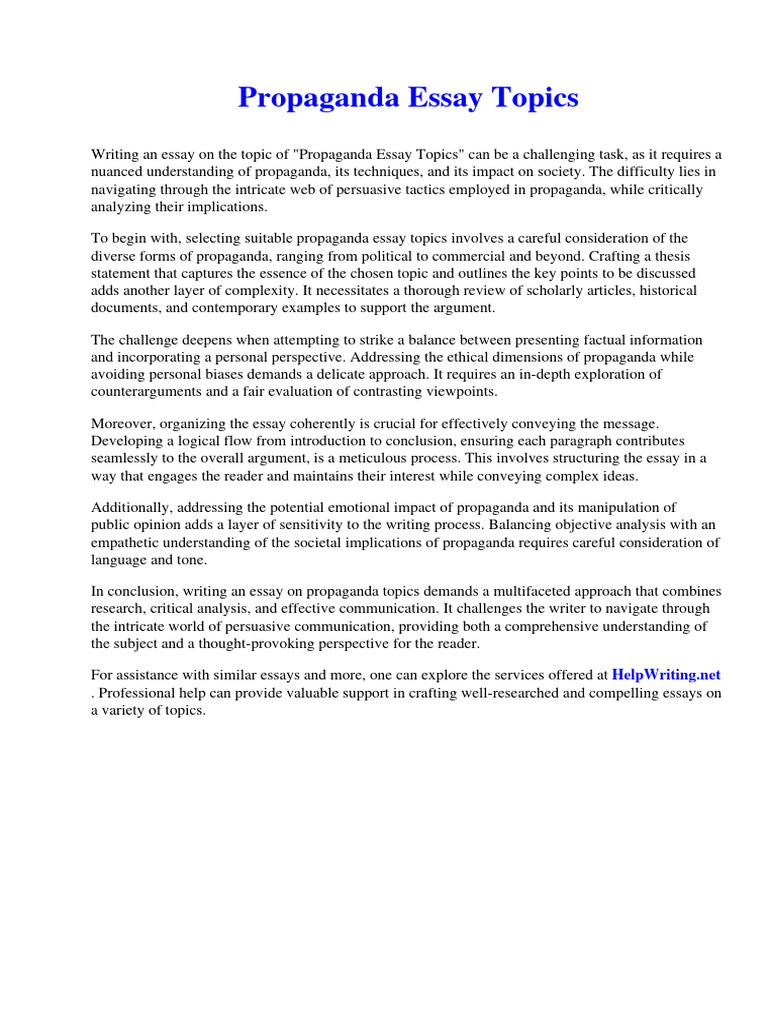 Propaganda Essay Topics | PDF | Vein | Artery