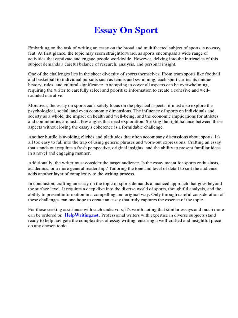 Essay On Sport | PDF