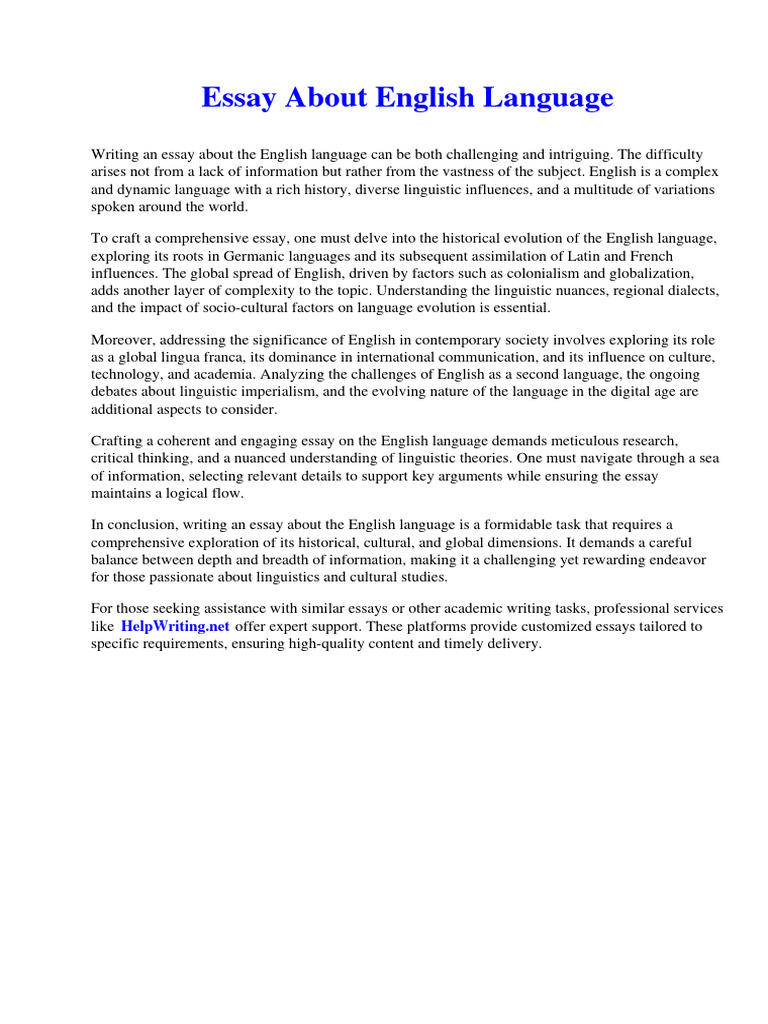 Essay About English Language | PDF | Taxes | English Language