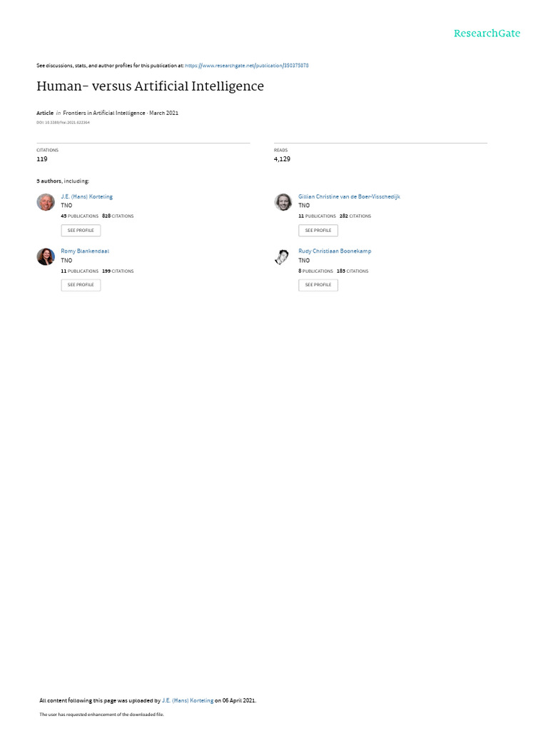 Human vsArtificialIntelligence - FrontiersinAI 04 622364 | PDF ...