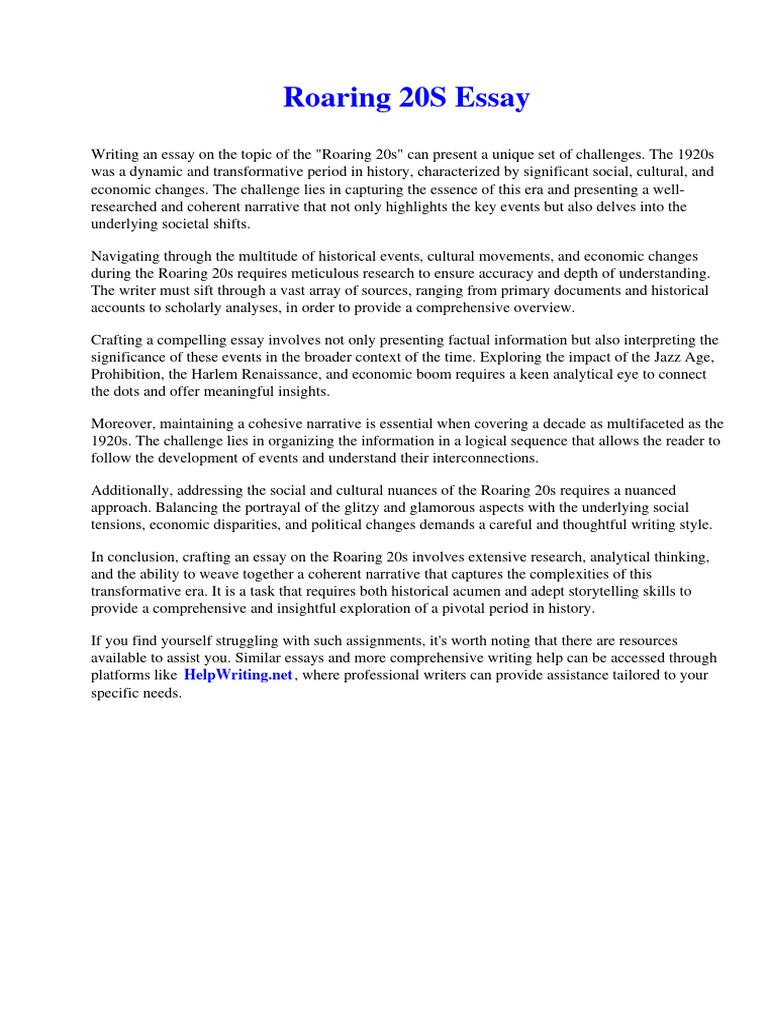 Roaring 20S Essay | PDF