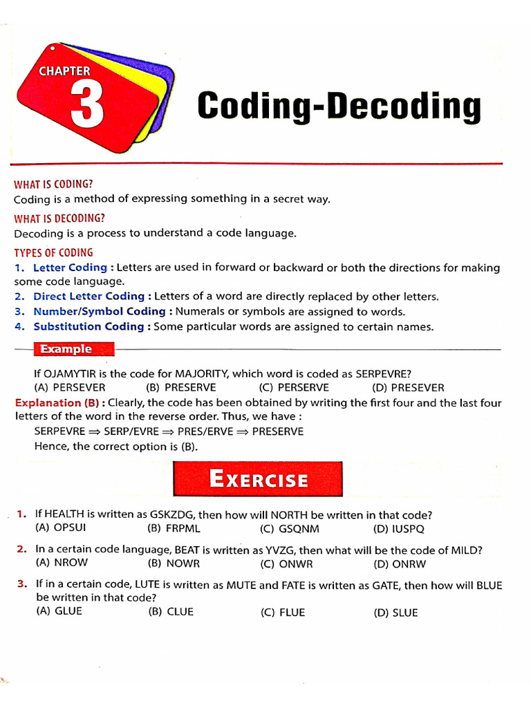 Coding and Decoding Worksheet | PDF