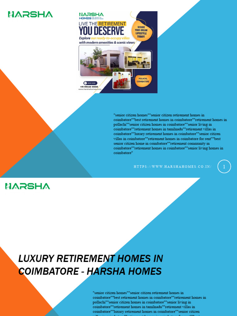 Discover Exclusive Senior Living in Coimbatore: Luxury Retirement Homes-Harsha Homes | PDF