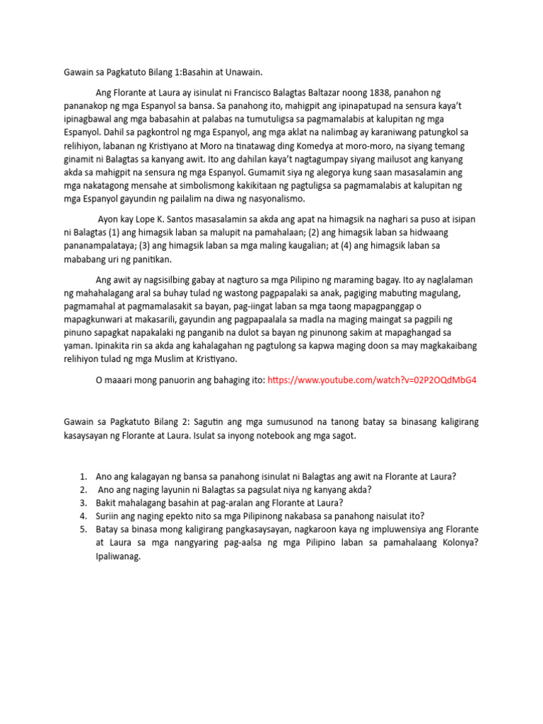 Filipino 8 Week 1 Activity | PDF