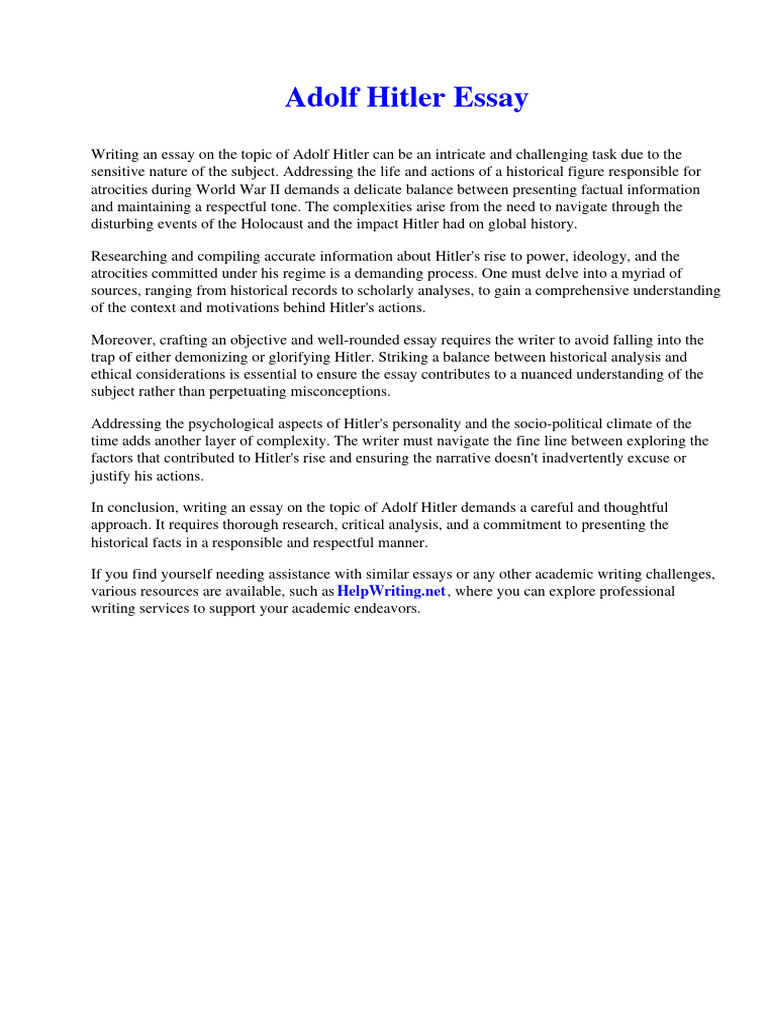 Adolf Hitler Essay | PDF | Prison | Essays