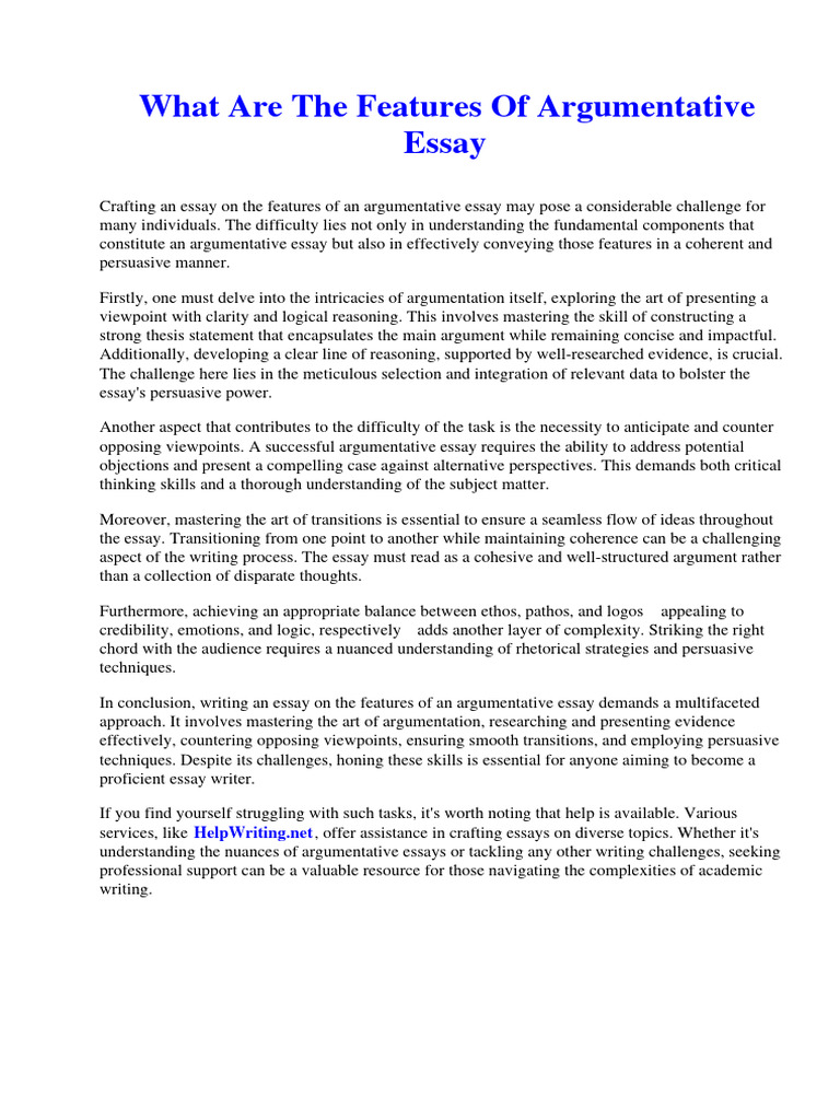 What Are The Features of Argumentative Essay | PDF | Carcinoma | Sweatshop