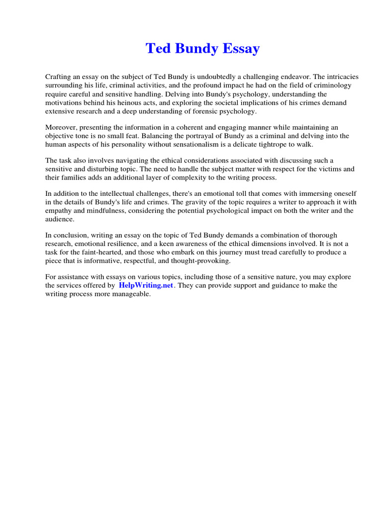 Ted Bundy Essay | PDF | Strategic Management | Business Model
