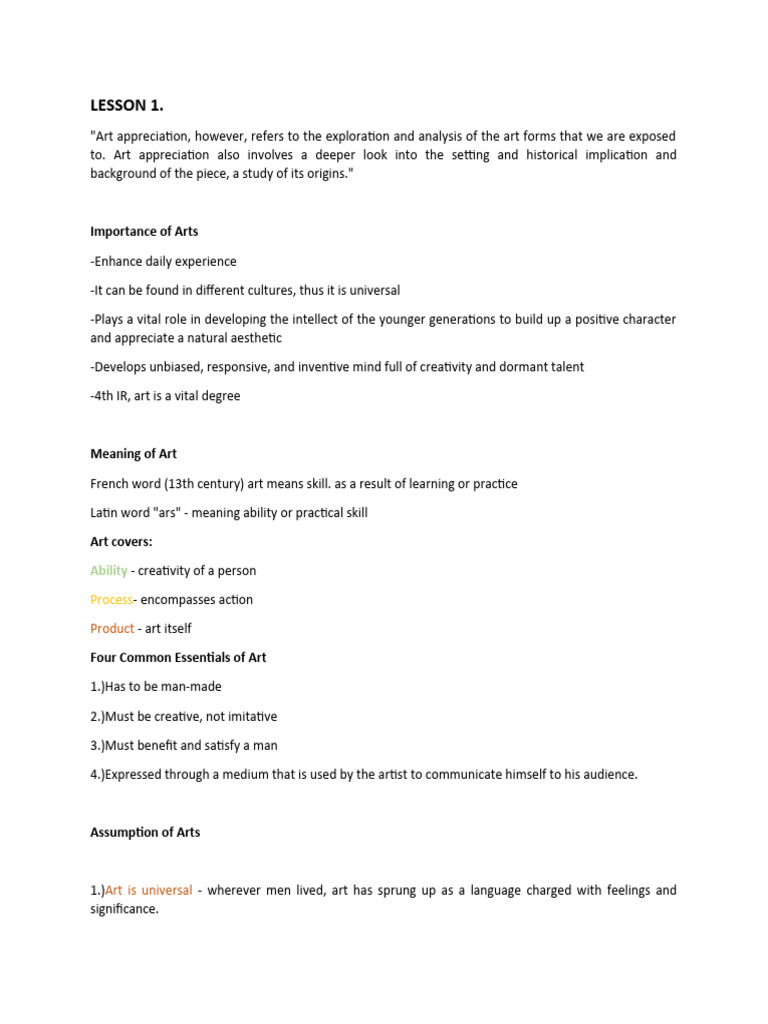 Art Topic 1&3 | PDF | Composition (Visual Arts) | The Arts