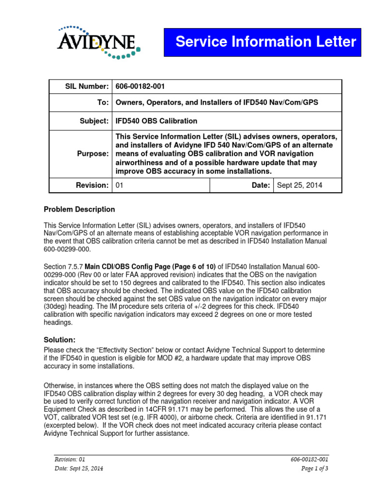 SB IFD540 OBS Calibration | PDF | Instrument Flight Rules | Wireless