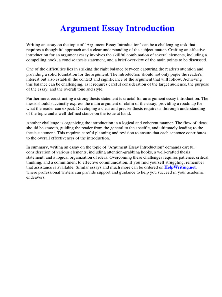 Argument Essay Introduction | PDF | Meiosis