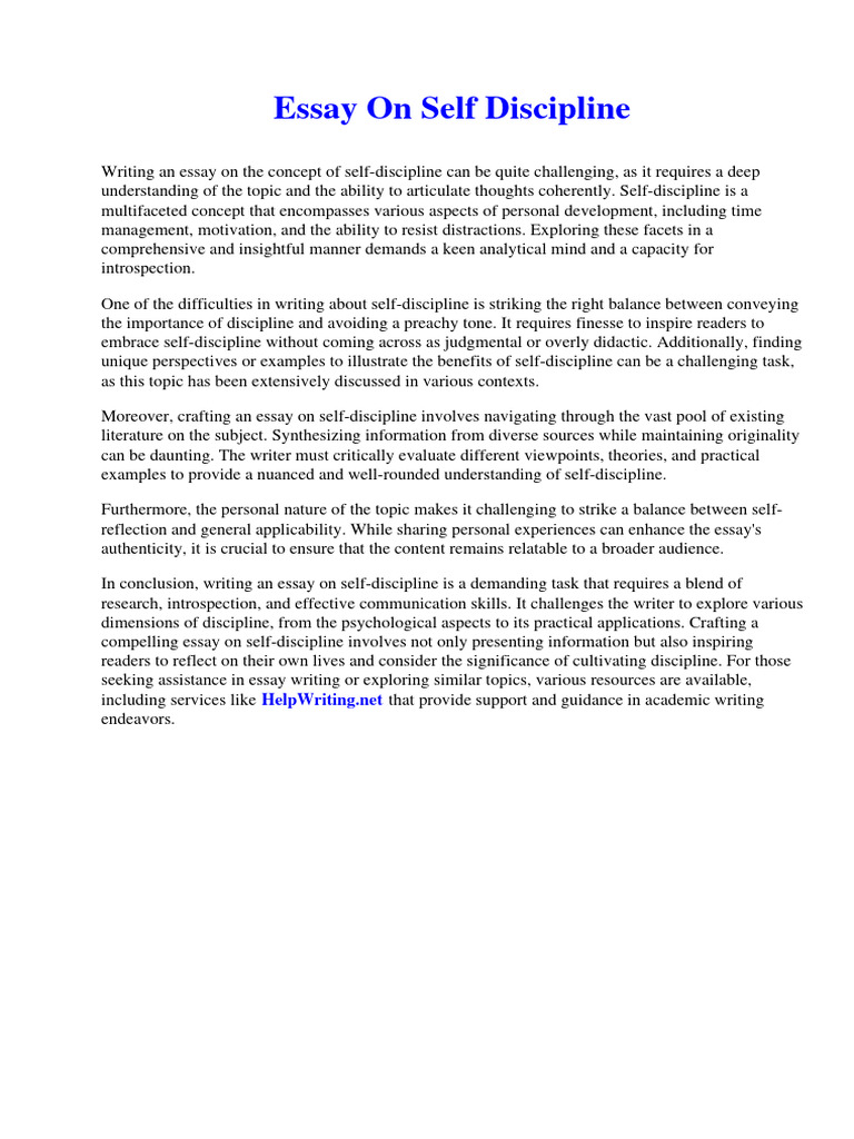 Essay On Self Discipline | PDF | Mr. Darcy | Rock (Geology)