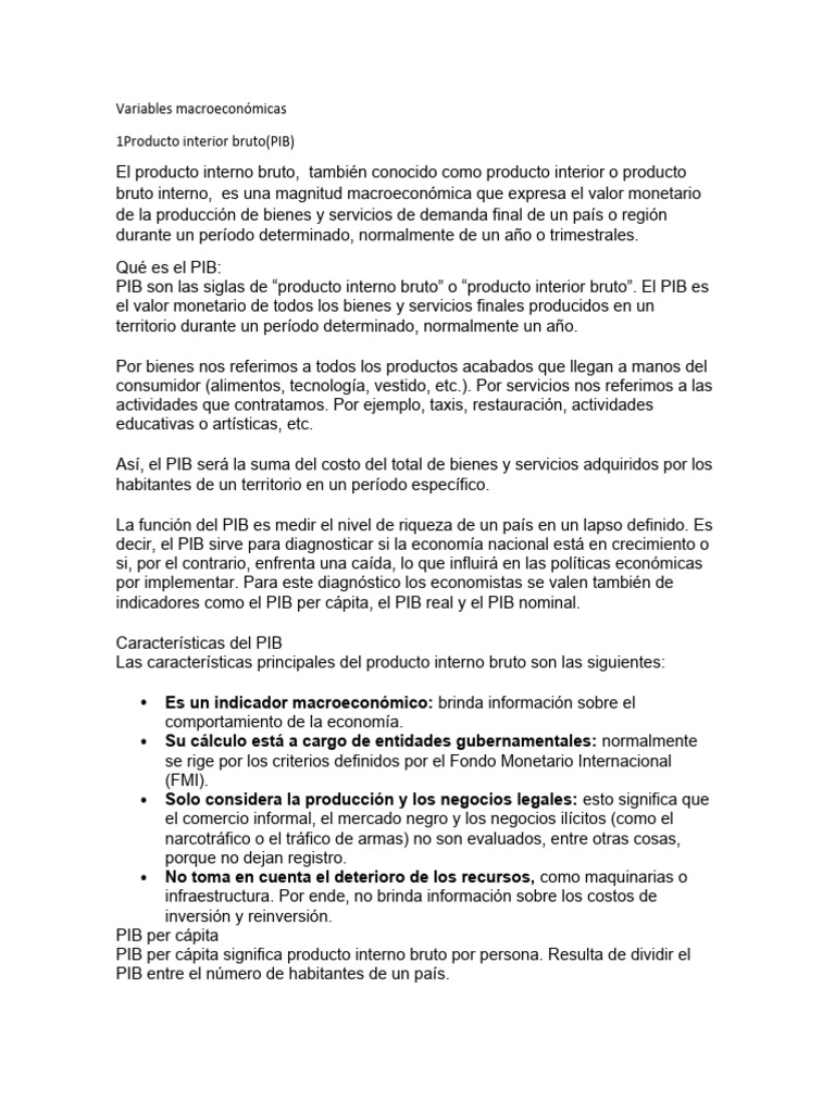 Variables Macroeconómicas Descargar Gratis Pdf Inflación Producto Interno Bruto