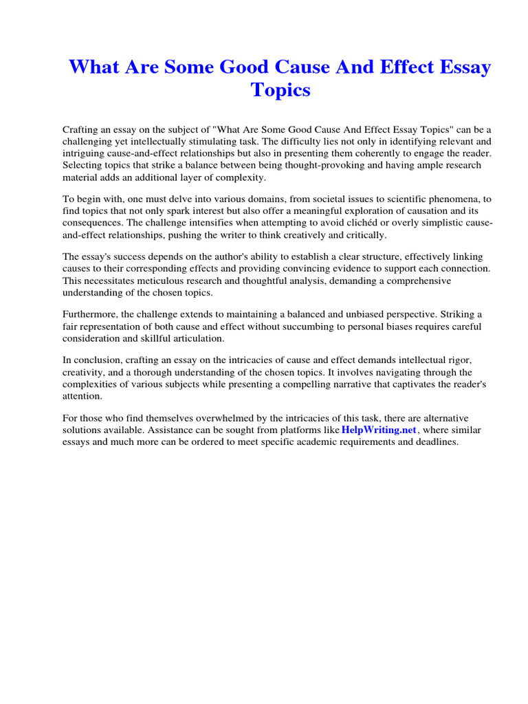 Good Cause and Effect Essay Topics | PDF | Test Driven Development ...