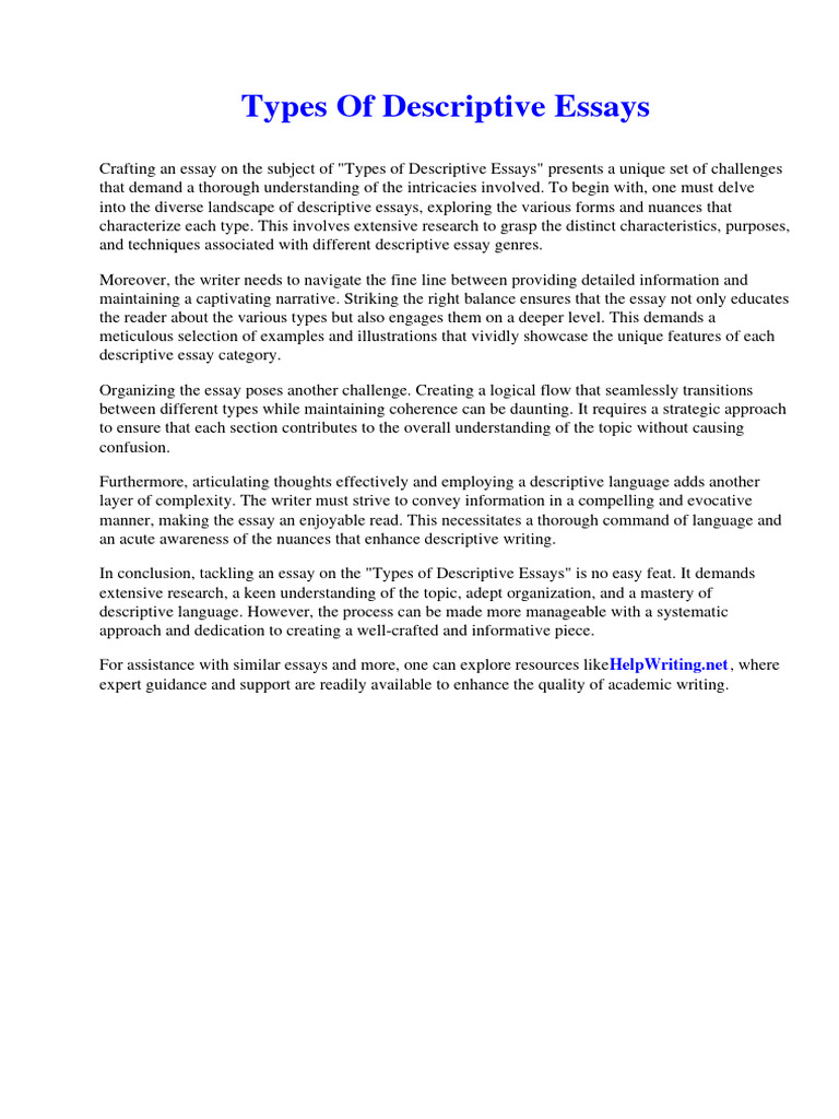Types of Descriptive Essays | PDF | Essays | Chlorophyll