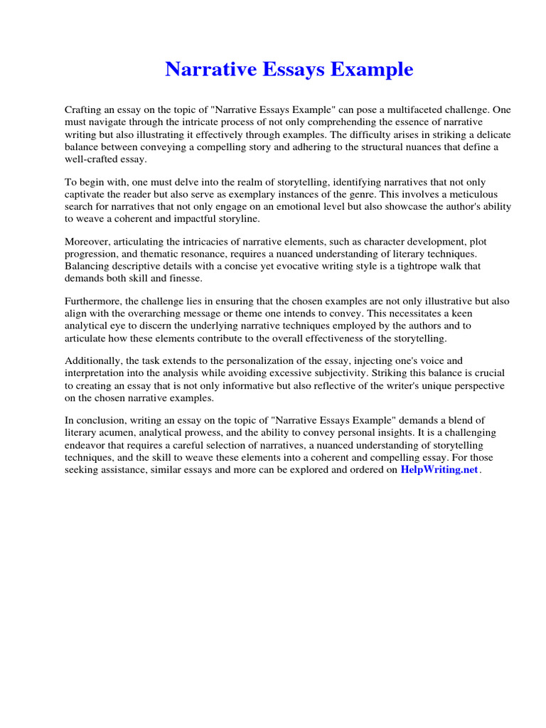 Narrative Essays Example | PDF
