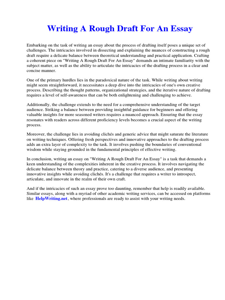 Writing A Rough Draft For An Essay | PDF | Stomach