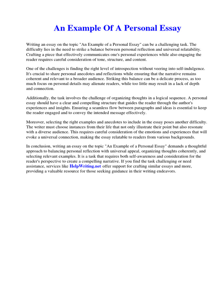 An Example of A Personal Essay | PDF | Essays
