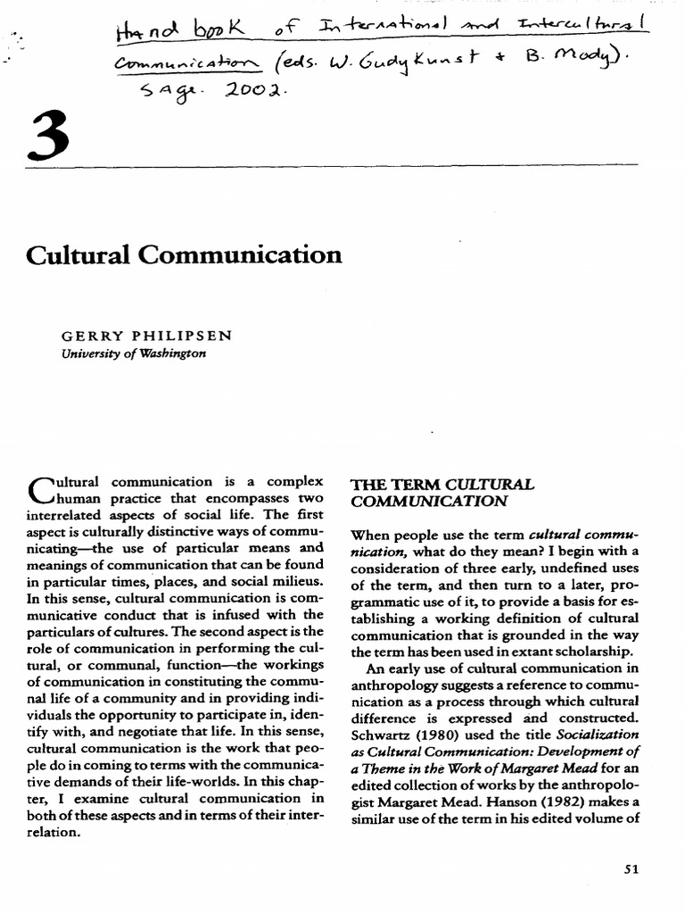 Philipsen - 2002 - Cultural Communication | PDF