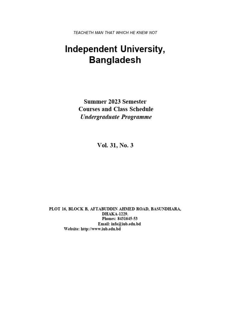 IUB Summer 2023 Undergraduate Guide | PDF | University And College ...