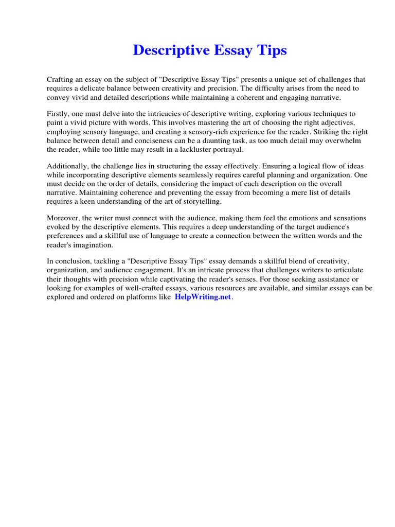 Descriptive Essay Tips | PDF | String Theory | Physics