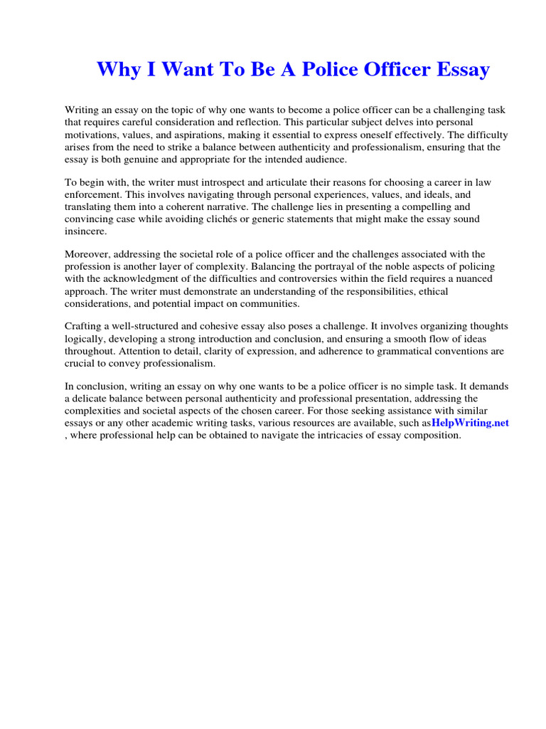 Why I Want To Be A Police Officer Essay | PDF | The Brothers Karamazov ...