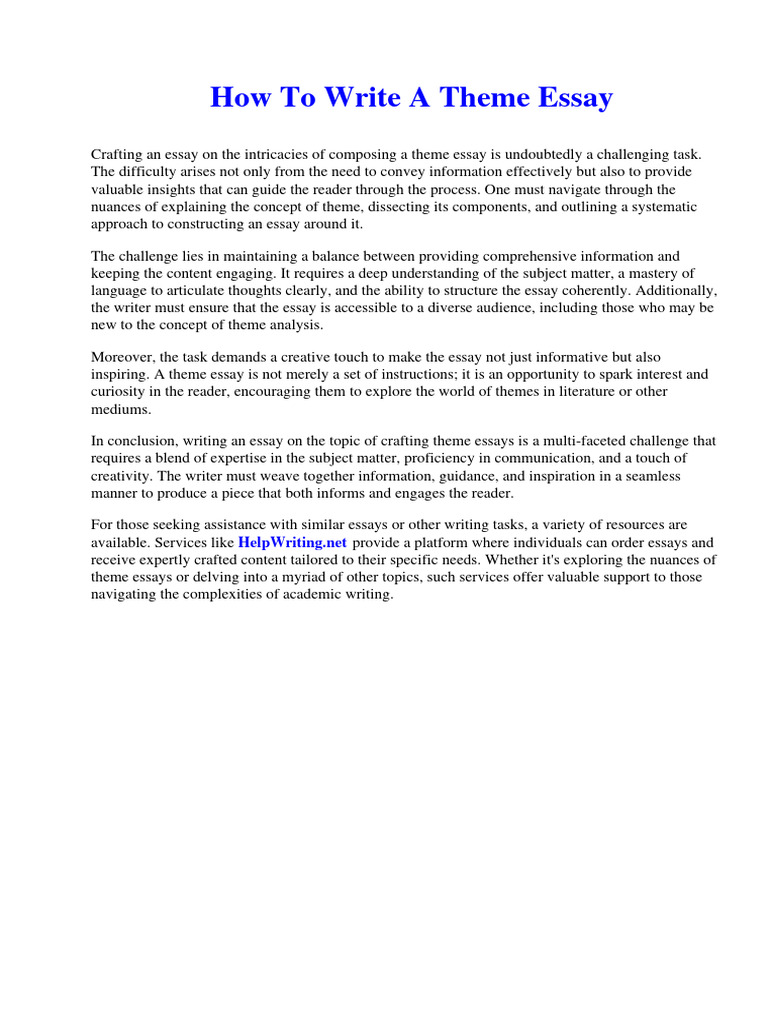 How To Write A Theme Essay | PDF