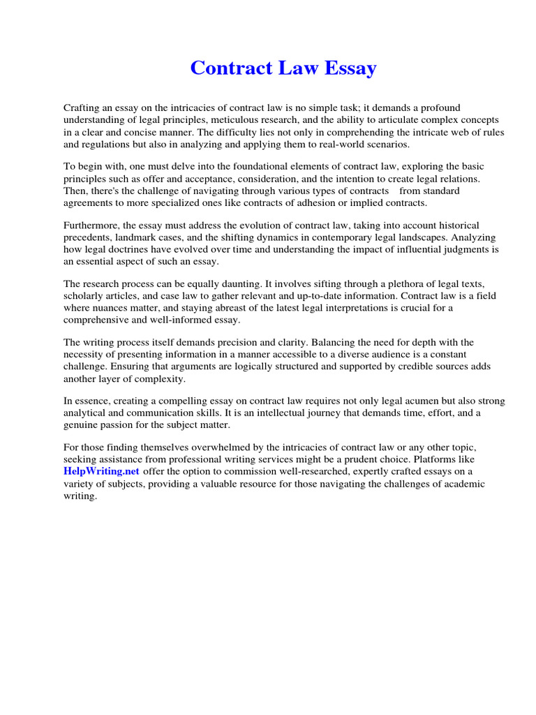 Contract Law Essay | PDF | Validity (Statistics) | Psychometrics