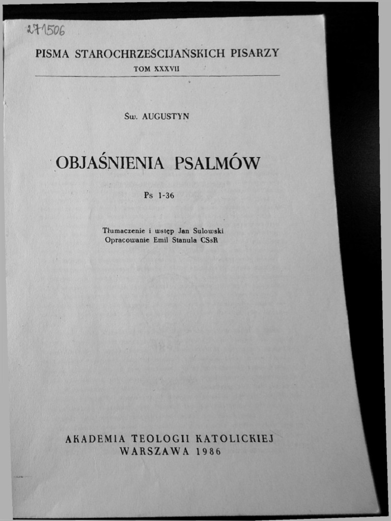 Objaśnienia Psalmów Św. Augustyn | PDF