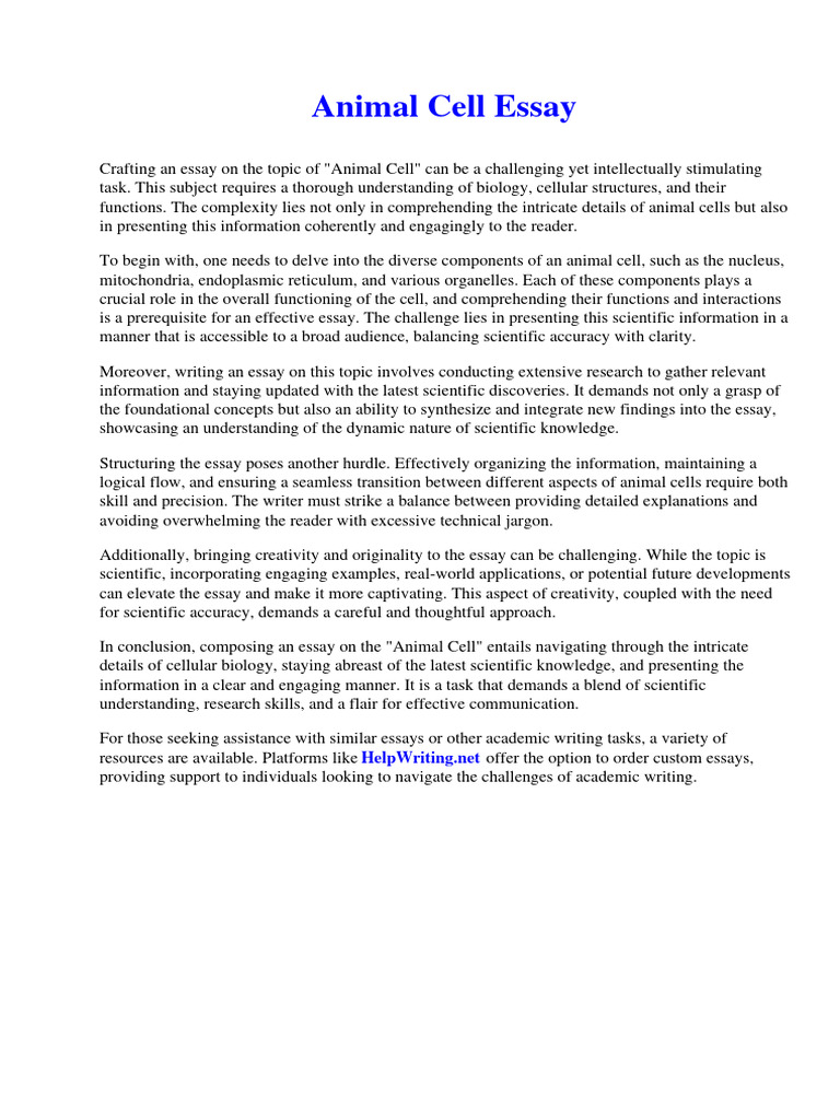 Animal Cell Essay | PDF | Lgbt | LGBTQIA+ Studies