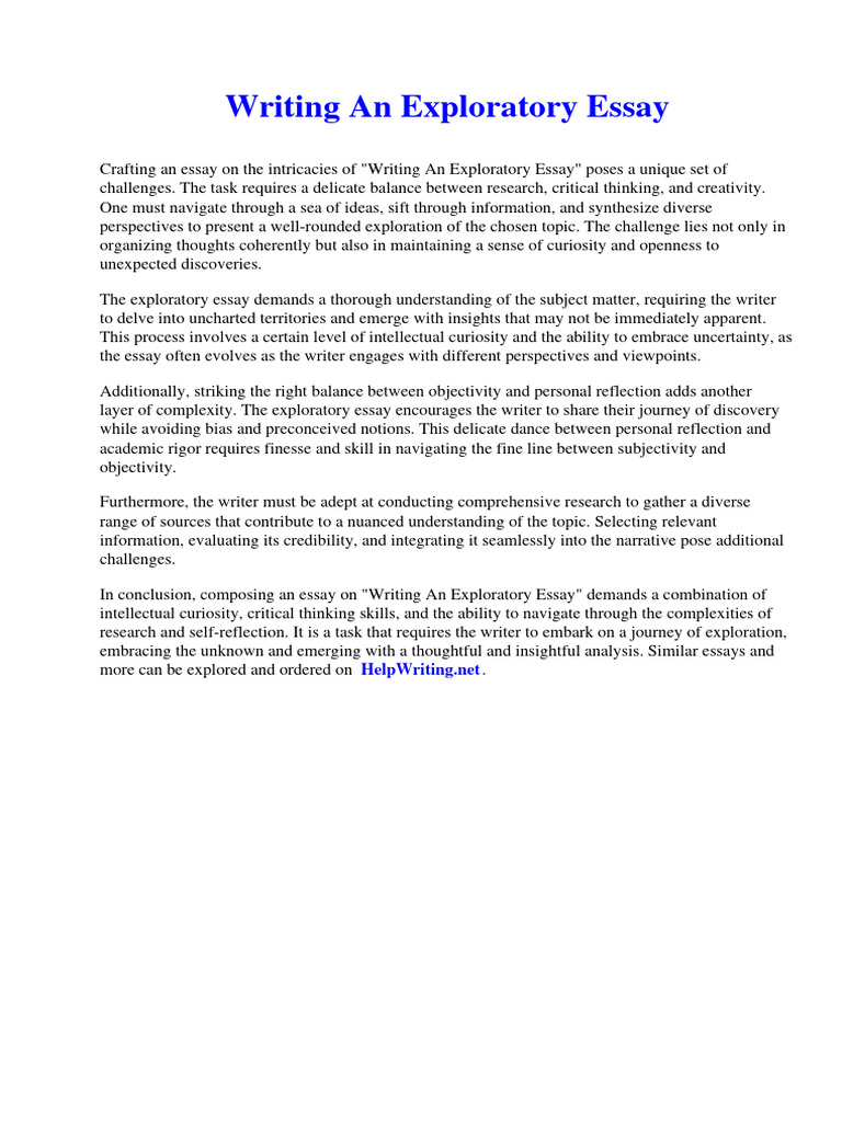 Writing An Exploratory Essay | PDF | Vitamin | Free Market