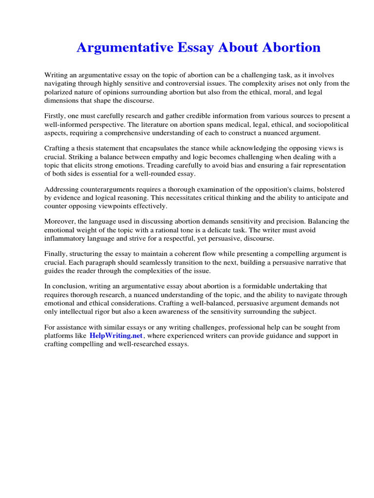 Argumentative Essay About Abortion | PDF | Stress (Biology) | Software