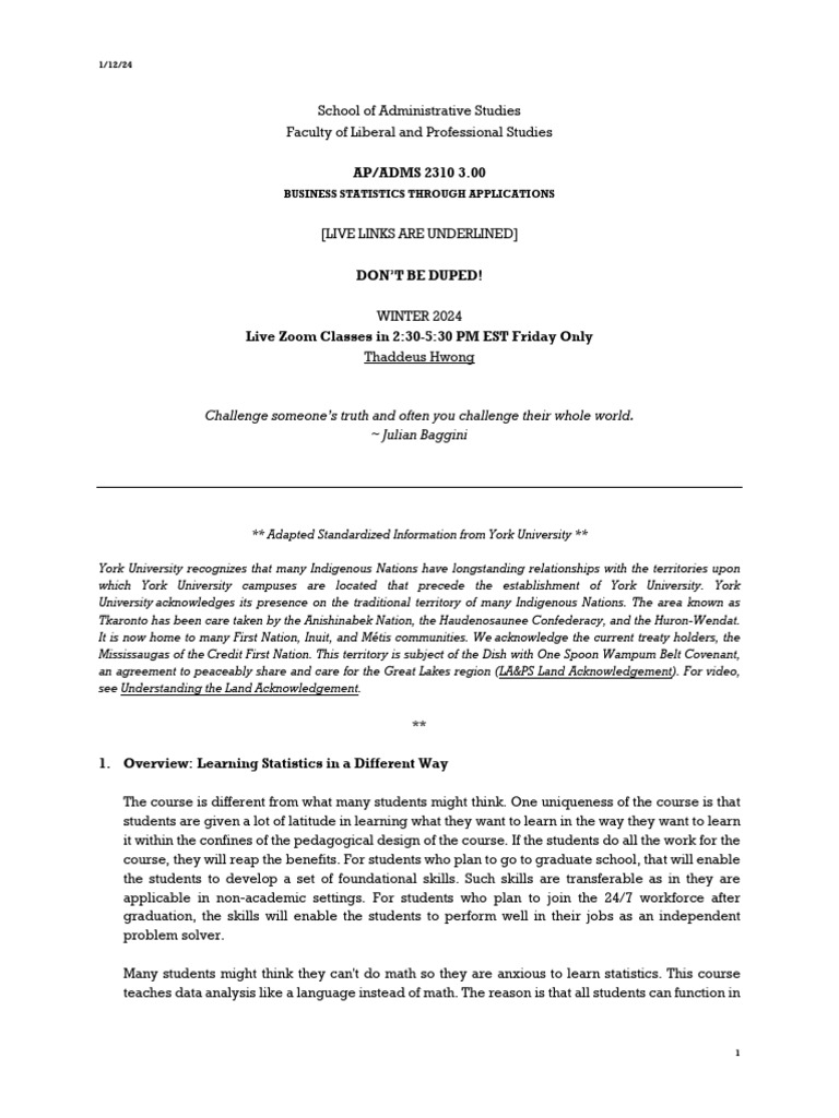 2310 24 W Outline 4.3 | PDF | Academic Dishonesty | Dishonesty