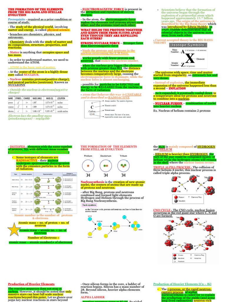 Stellar Evolution & Element Formation | PDF | Atomic Nucleus | Nuclear ...