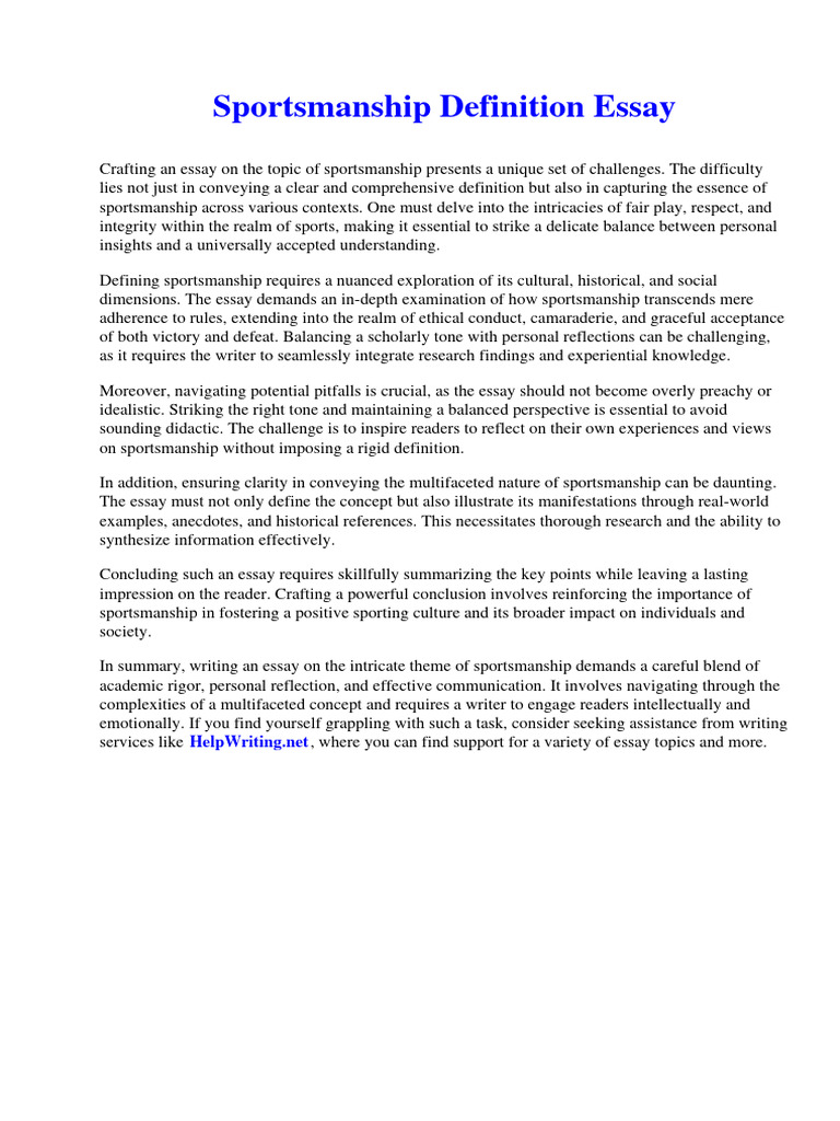 Sportsmanship Definition Essay | PDF | Social Work | Essays