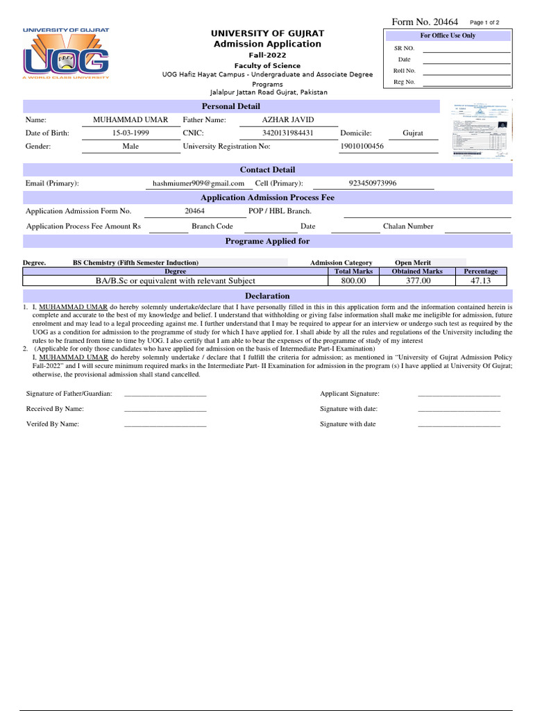 Uog Application Form | PDF | Bachelor Of Science | Academic Degree Uog Application Form | PDF | Bachelor Of Science | Academic Degree