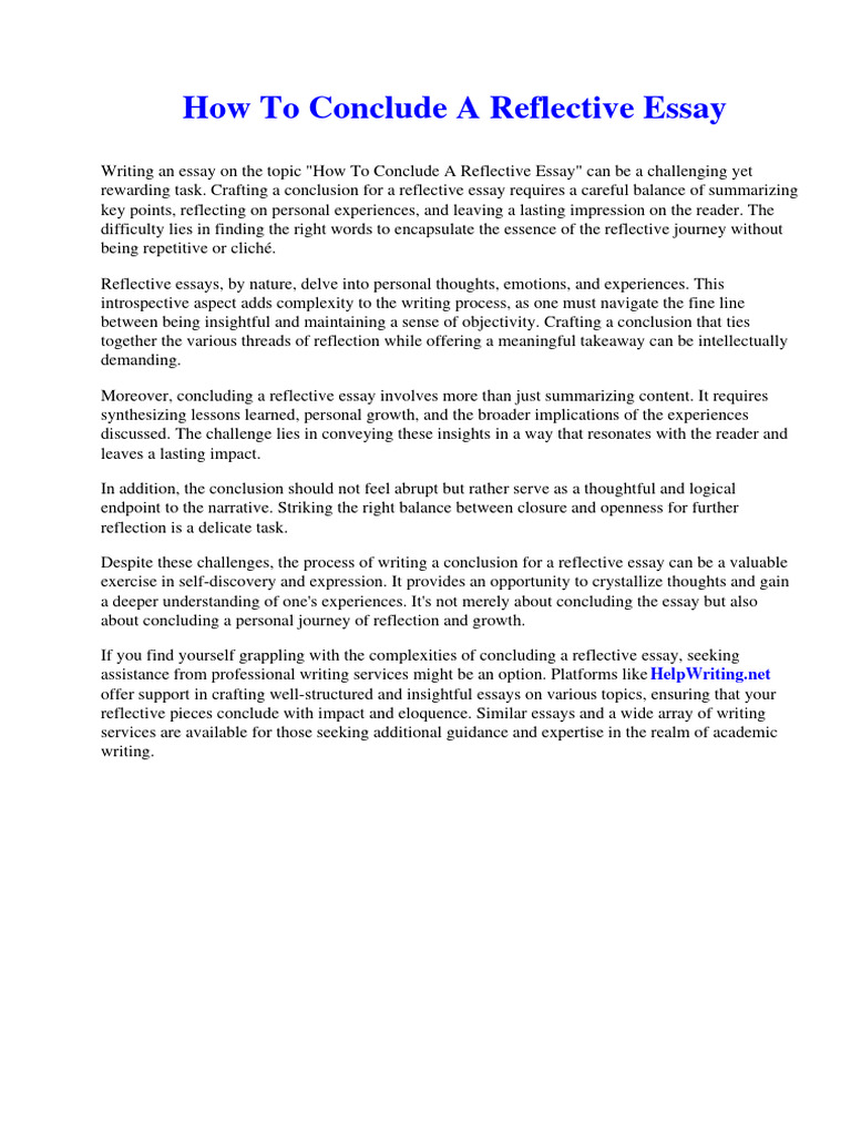How to Conclude a Reflective Essay | PDF | Essays | Prisoner