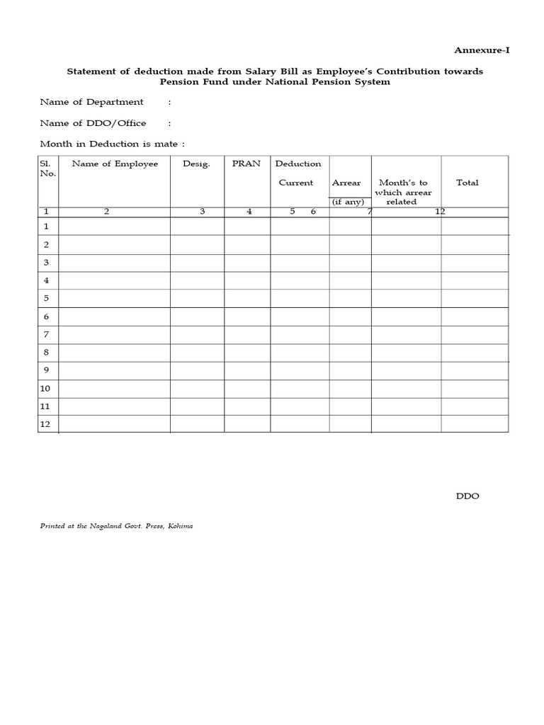 Form For NPS Salary Deduction | PDF | Personal Finance | Government Of ...