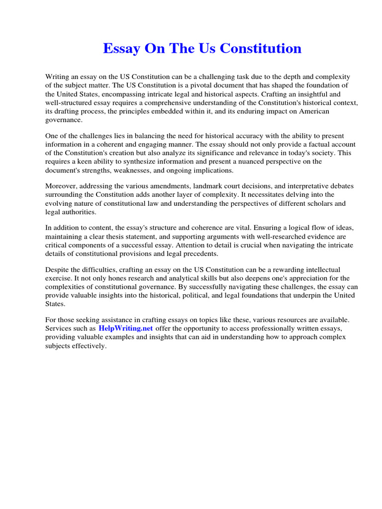 Essay On The Us Constitution | PDF