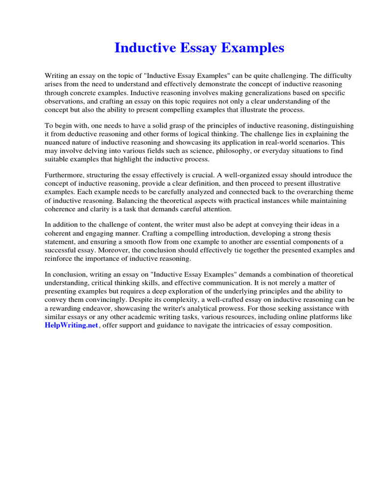 Inductive Essay Examples | PDF