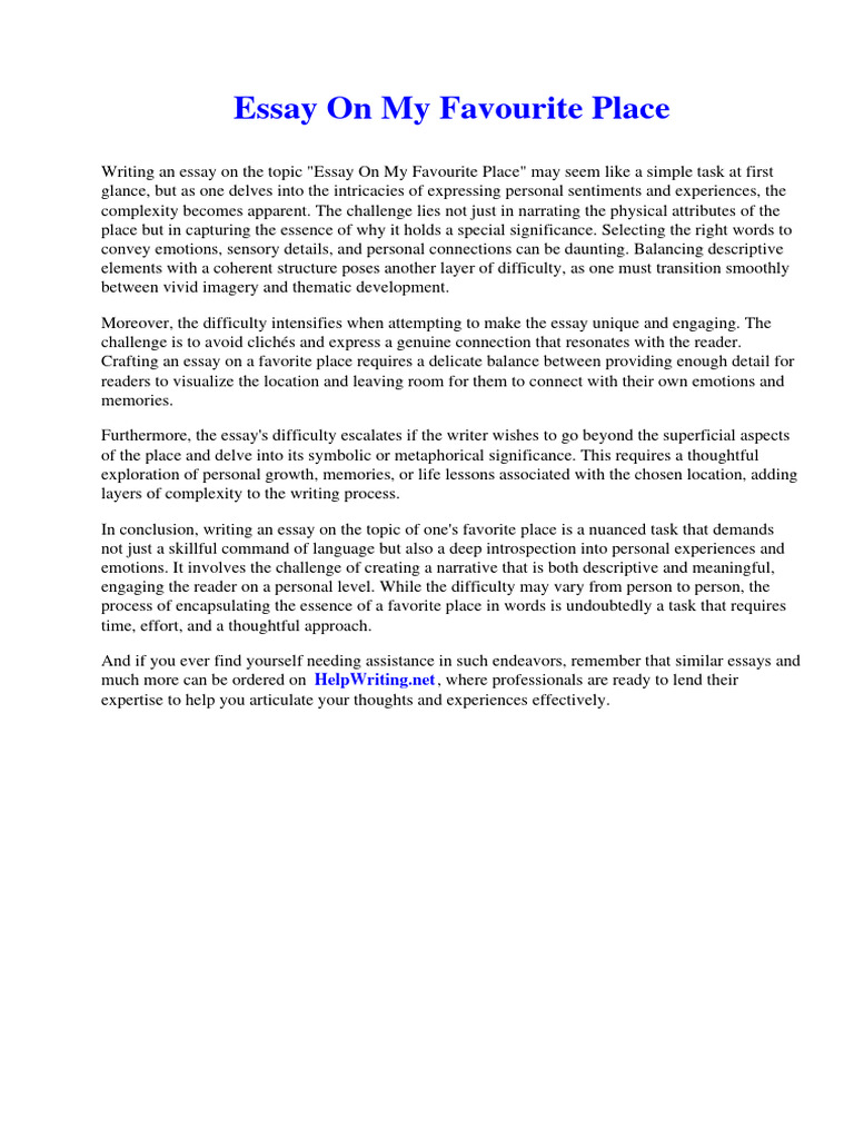 Essay on My Favourite Place | PDF | Ventricle (Heart) | Congenital ...