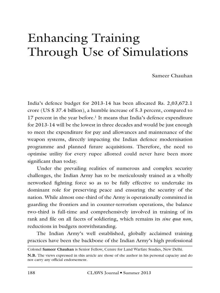 Enhancing Training Through Use of Simulations - Sameer Chauhan | PDF | Simulation | Corps