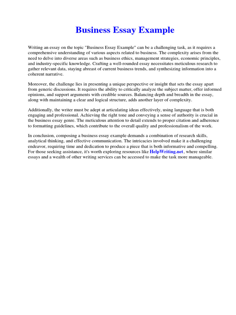 Business Essay Example | PDF | Tourette Syndrome | Essays