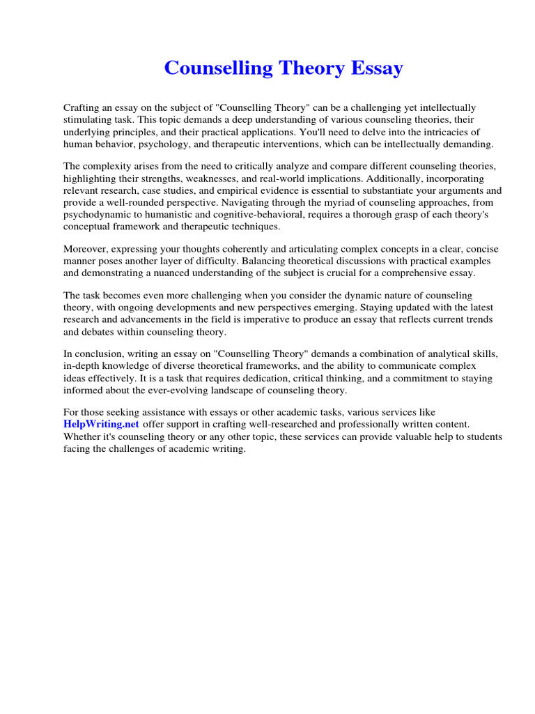 Counselling Theory Essay | PDF | Psychotherapy | Theory
