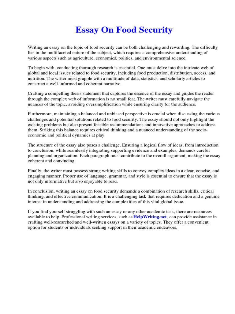 Essay On Food Security | PDF | Essays | Ignatius Of Loyola