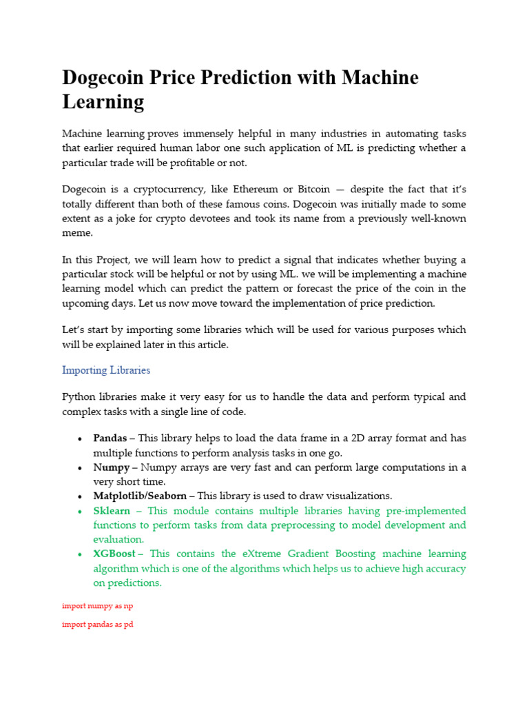 Bitcoin Price Prediction Using Machine Learning in Python | PDF