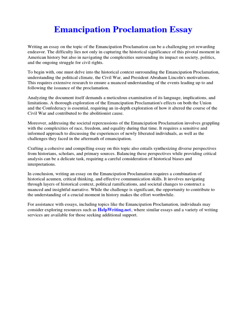 Emancipation Proclamation Essay | PDF | Investing | Banks