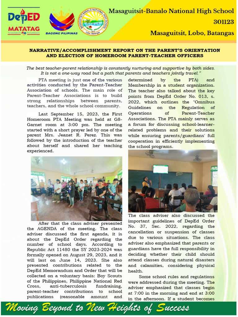 Narrative Report 1st PTA Meeting | PDF