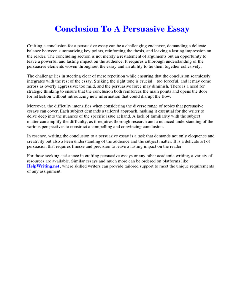 Conclusion To A Persuasive Essay | PDF | Queensland | Essays