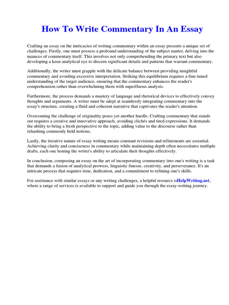How To Write Commentary in An Essay | PDF